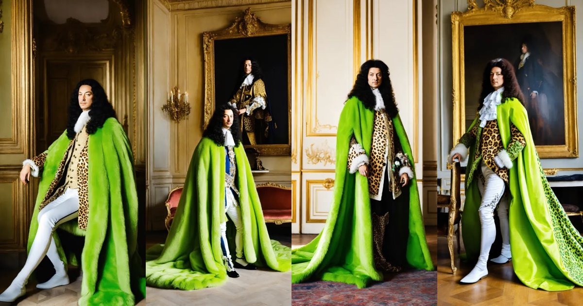 Lexica - King louis xiv posing in parisian salon ,Montaigne avenue ...