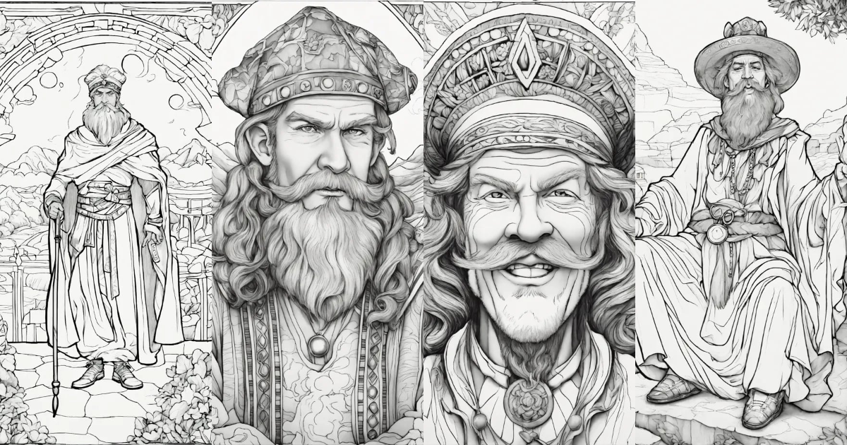 Lexica - Coloring page for adults, caricature art, "The Wise Fool ...