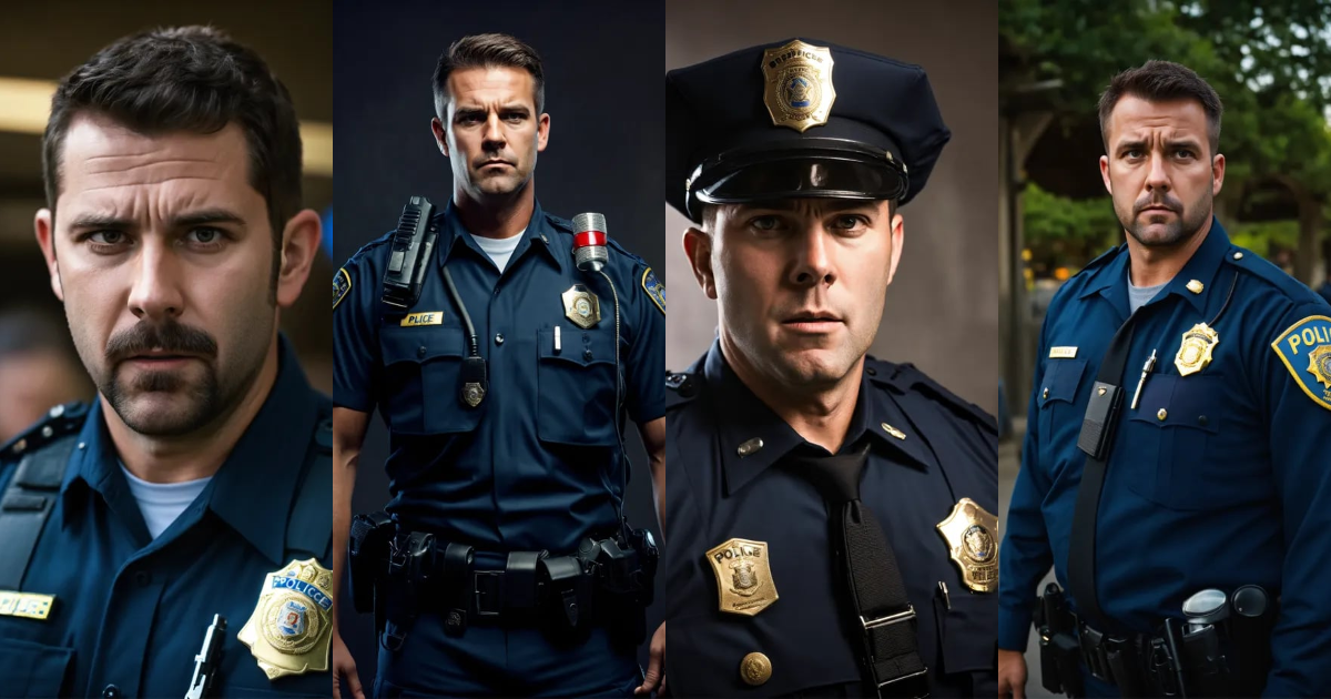 Lexica - Scared random looking unique expressive police officer ...