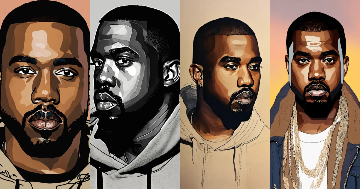 Lexica - Kanye west portrait, one line drawing perfect
