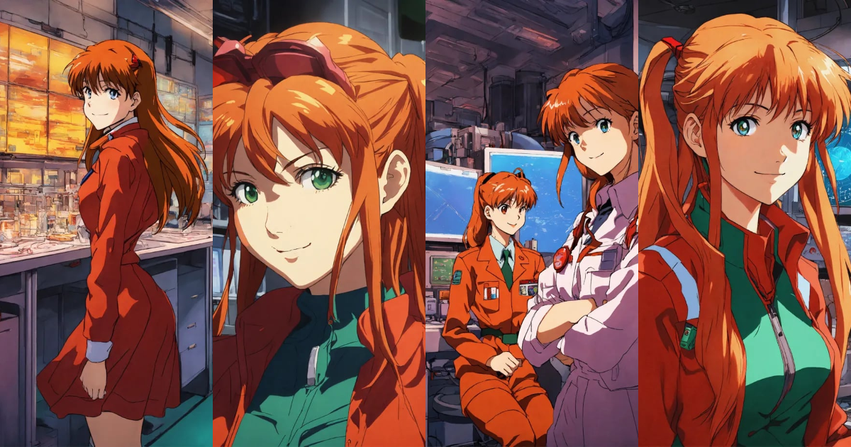Lexica - Anime illustration of smiling happy Asuka Langley Soryu from ...