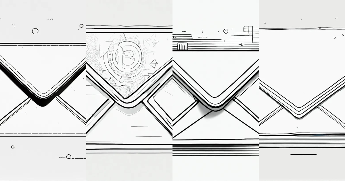 Lexica - 2d concept art, b/w outline art of a mail Letter with like ...