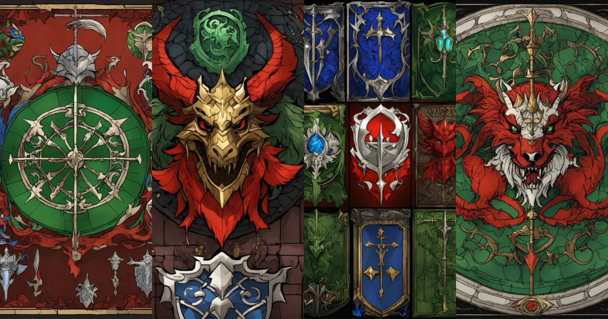 Lexica - Fantasy setting, heraldry for sinister Dragonborn kingdom, use ...