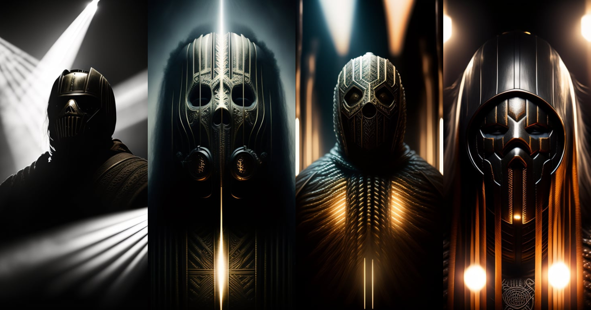 Lexica - Portrait of slipknot, surrounded by beams of light dark ...