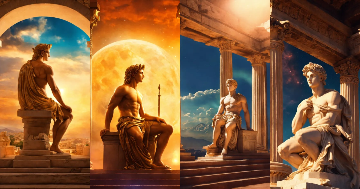 Lexica - The greek god apollo watching over the temple of apollo from ...