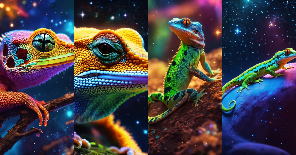 Lexica - Gecko, starry details, Starseed, Celestial esoterica, neon ...