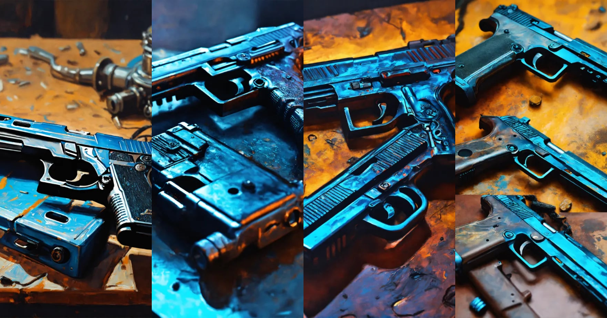 Lexica - Cyberpunk dark black handgun and machine pistol Metalic gun ...