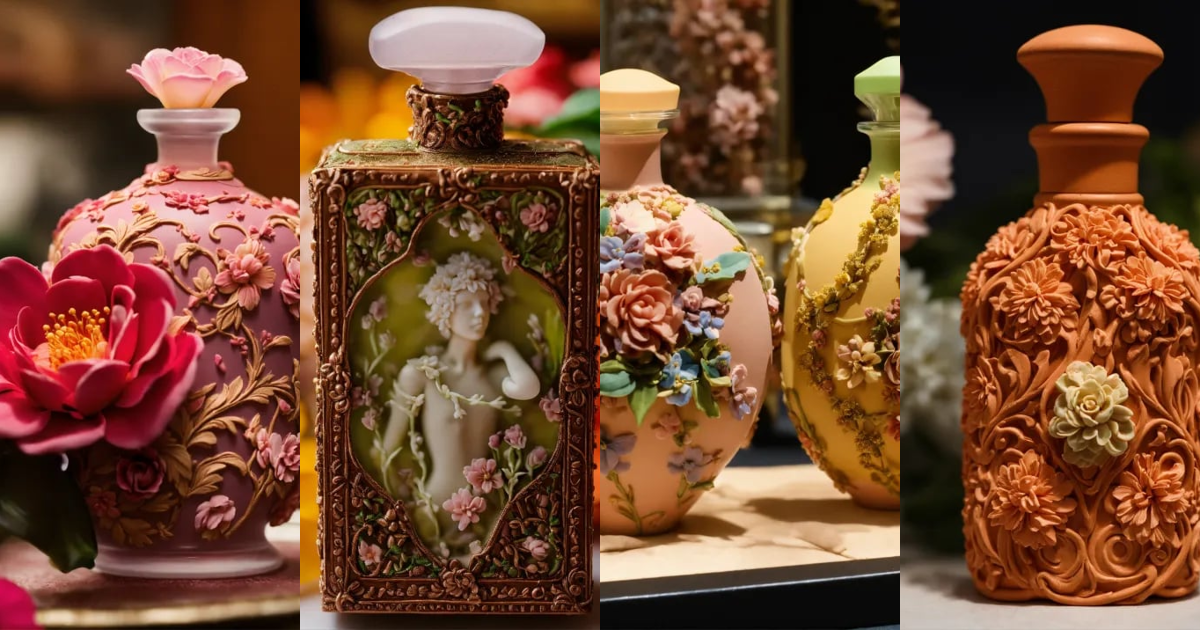 Lexica - Hand-made modeling clay work. floral-inspired scent bottle ...