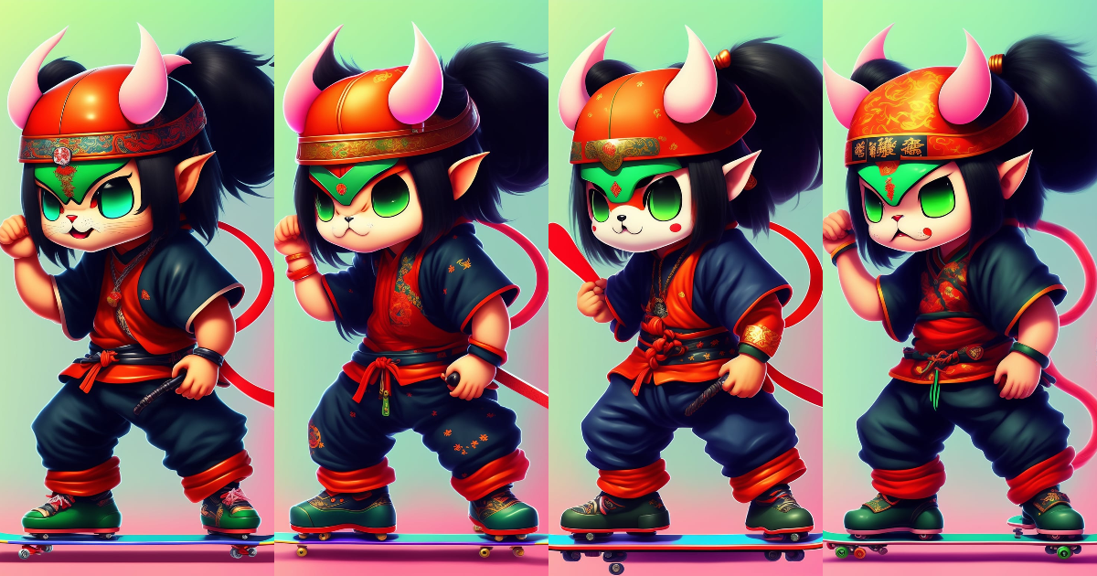 Lexica - Cute and adorable cartoon Japanese Oni Demon radical skater ...