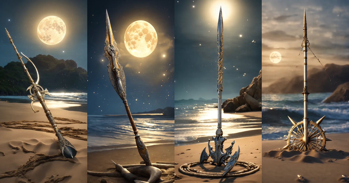 Lexica - 8k, picture of a very long gezackte throwing harpoon with ...