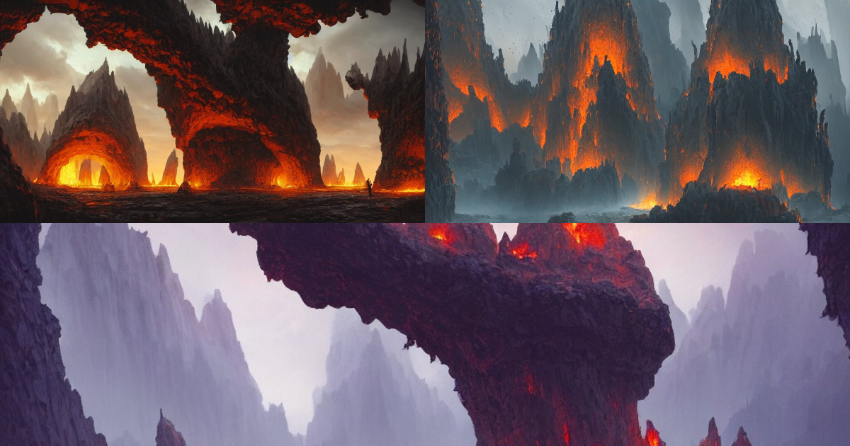Lexica - Underworld caverns with epic spires of rock, huge obsidian ...