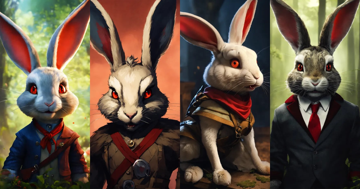 Lexica - A were-rabbit with red eyes, sharp teeth and tall