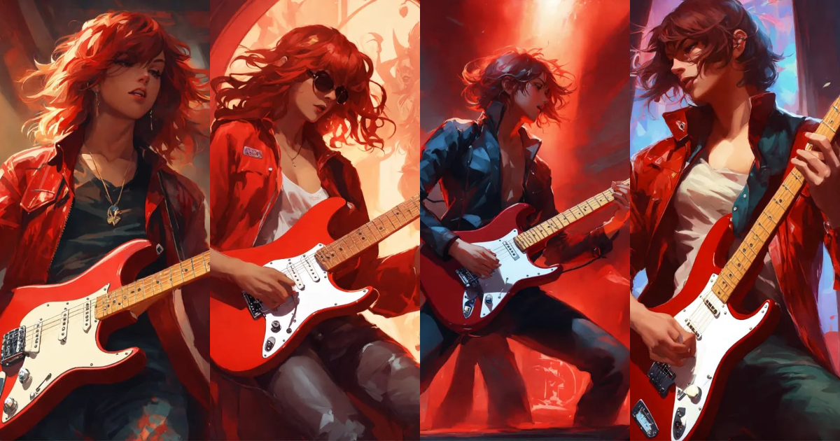 Lexica - Rock guitar player with red stratocaster playing in a stage ...