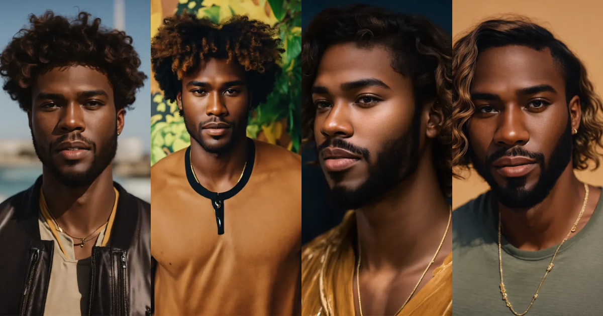 Lexica - Black man, caramel skin, brown wavy hair