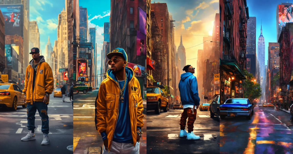 Lexica - A beautiful New York street in hip hop style, street is ...