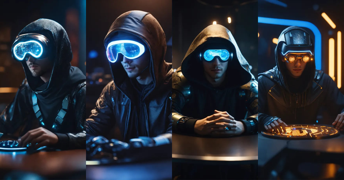 Lexica - Nerdy 25 year old male cyborg hacker wearing futuristic ...