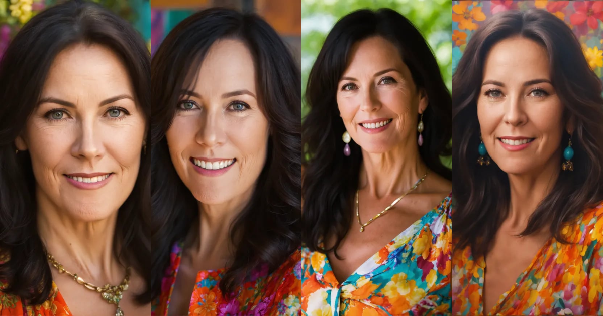 Lexica - Evelyn Forsythe A vibrant, middle-aged woman with shoulder ...