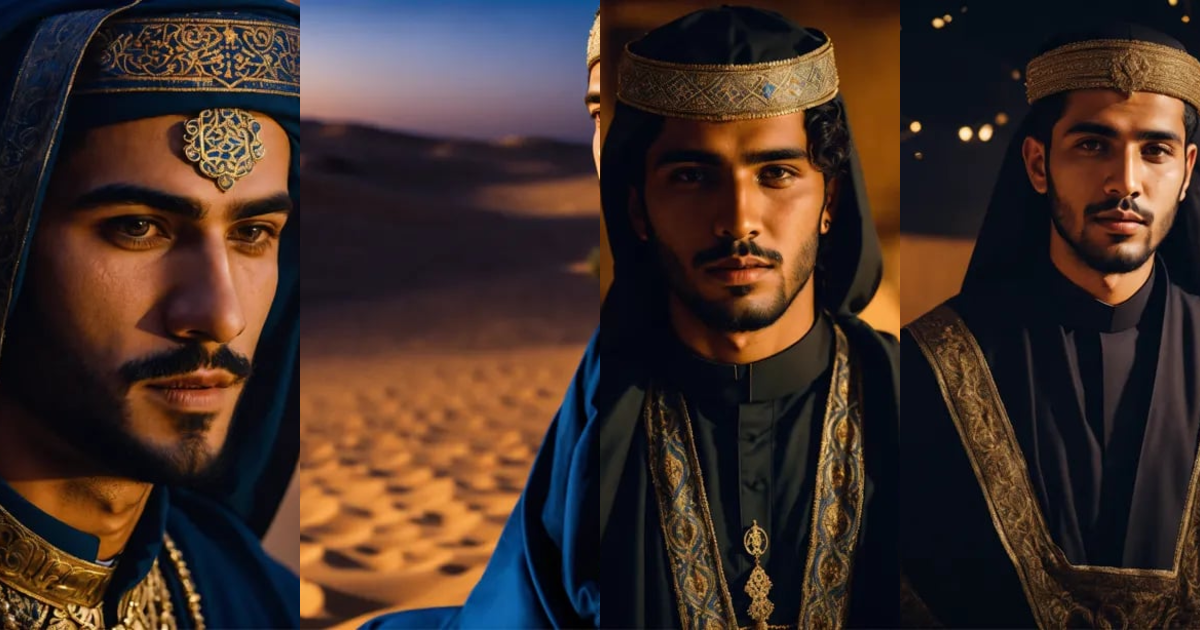 Lexica - Portrait of a young handsome Arabic priest, desert camp ...