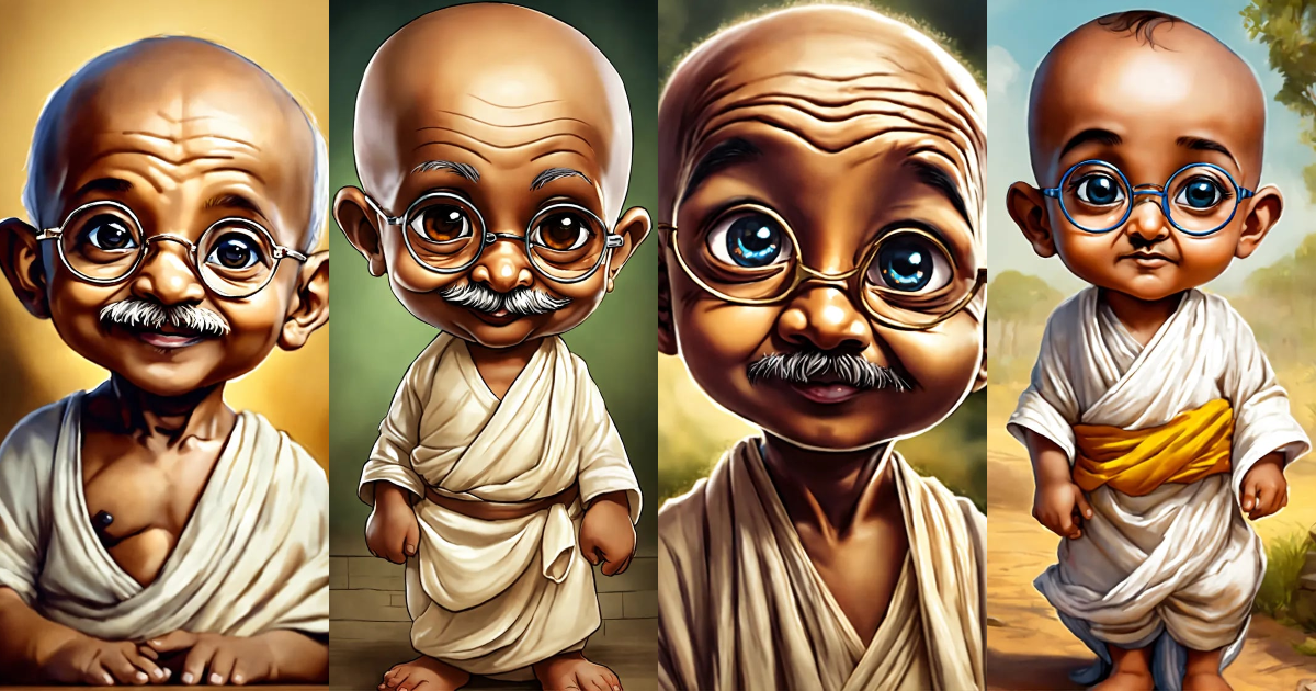 Lexica - Mahatma Gandhi cute baby cartoon ultra realist big eyes