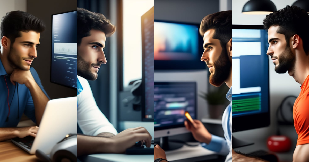 Lexica - Israeli white man in his 20s coding on his computer,3d, realistic.