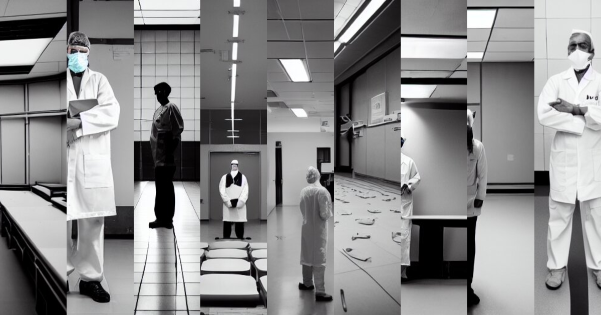 Lexica - A sad surgeon standing in an empty operating theater, award ...
