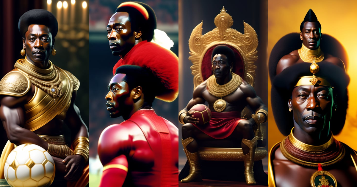 Lexica - Pele as gon in throne with ball