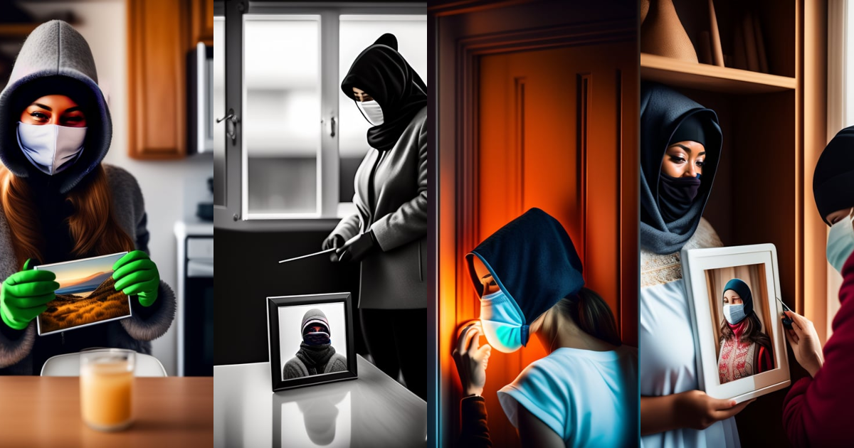 Lexica - Female masked robber stealing a picture in a house