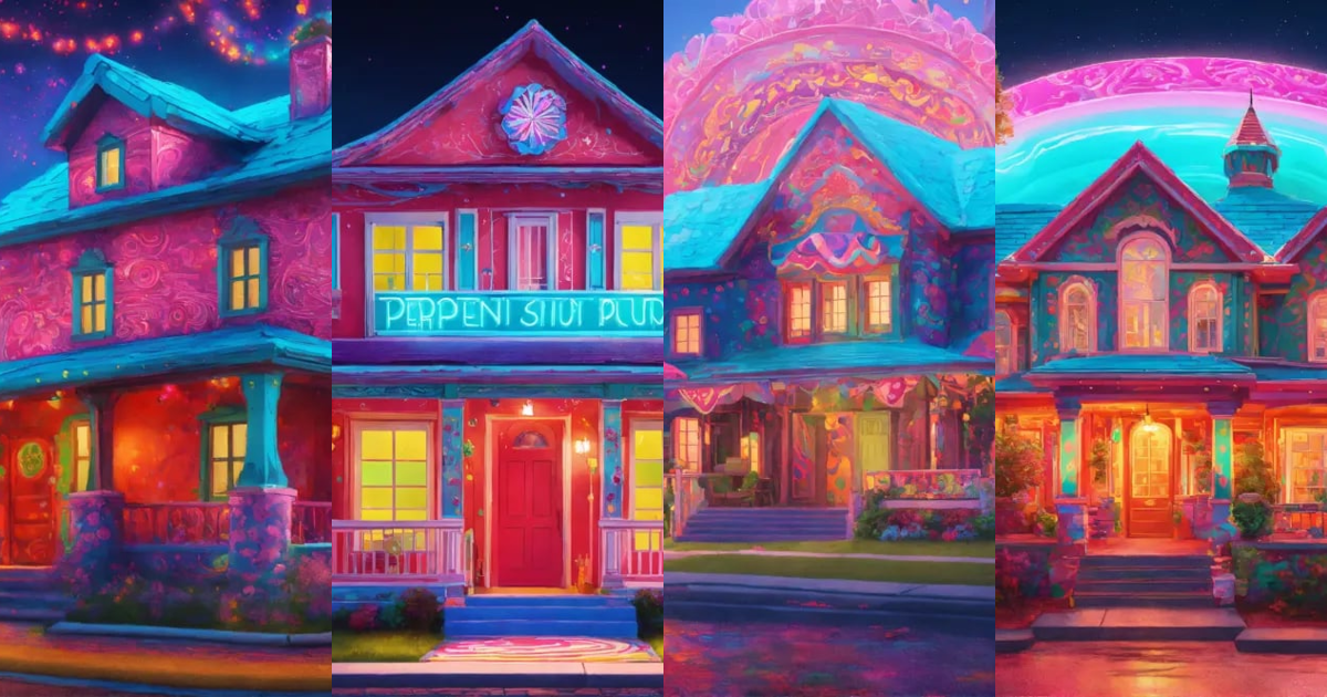 Lexica - Traditional cute Peppermint house on a background of vibrant ...