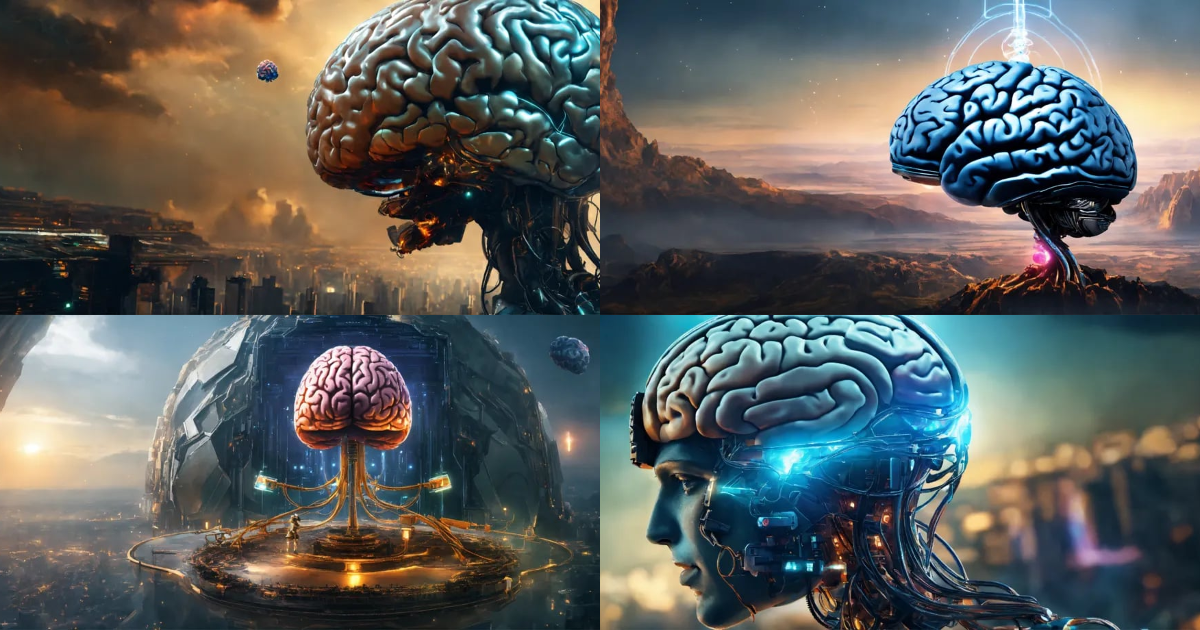 Lexica - Human brain with an AI god holding it hovering above the AI ...