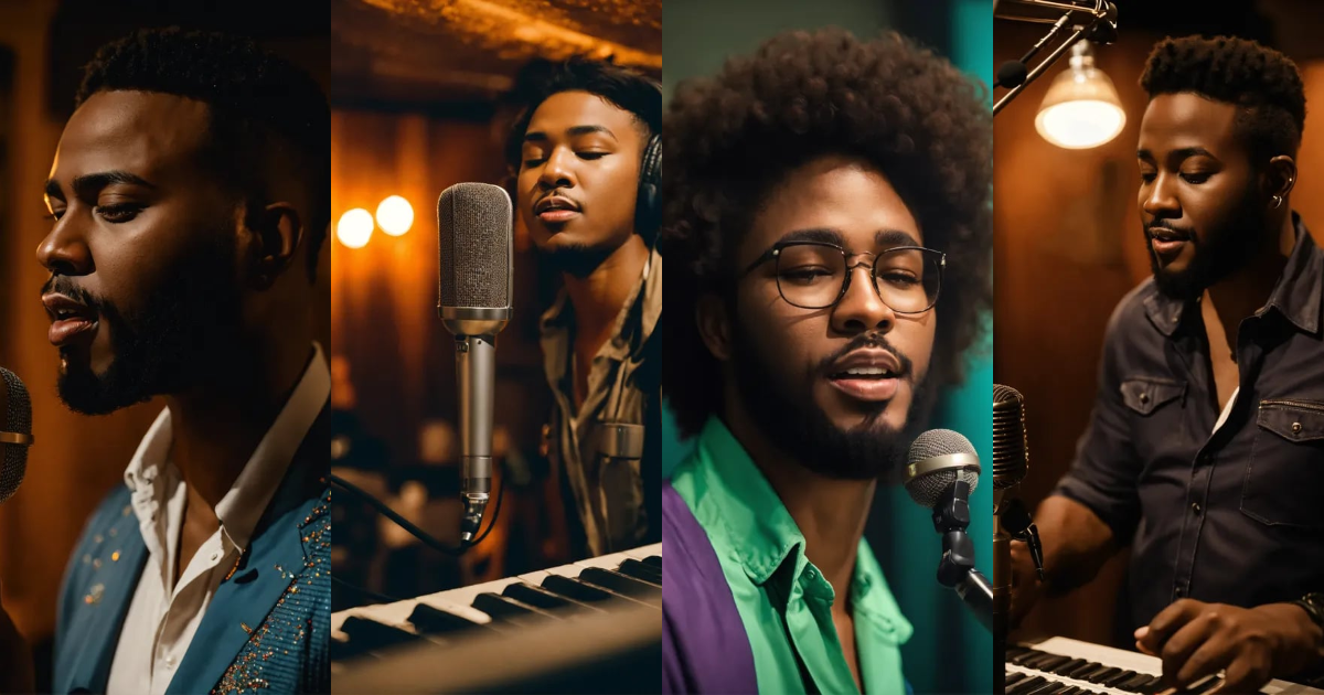 Lexica - Soulful Crooner holding the mic in the studio.