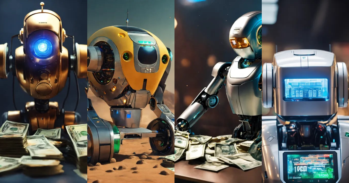 Lexica - A futuristic robot with money