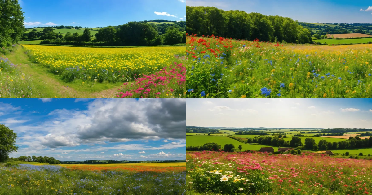 Lexica - A summer July afternoon countryside view including blue sky ...