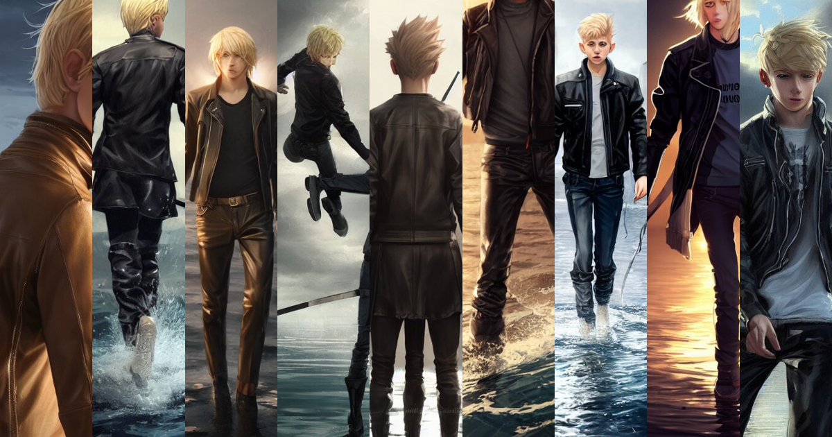 Lexica - Beautiful blonde teenage boy assassin walking on water ...