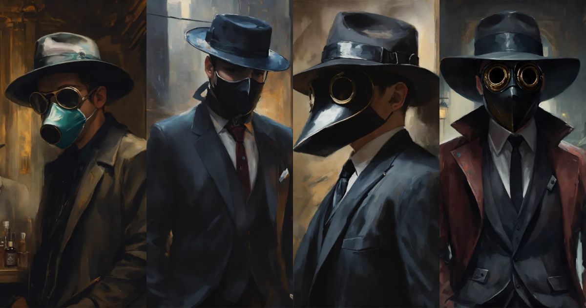 Lexica - Mysterious man hiding behind a plague mask, mafia, mafia hat ...