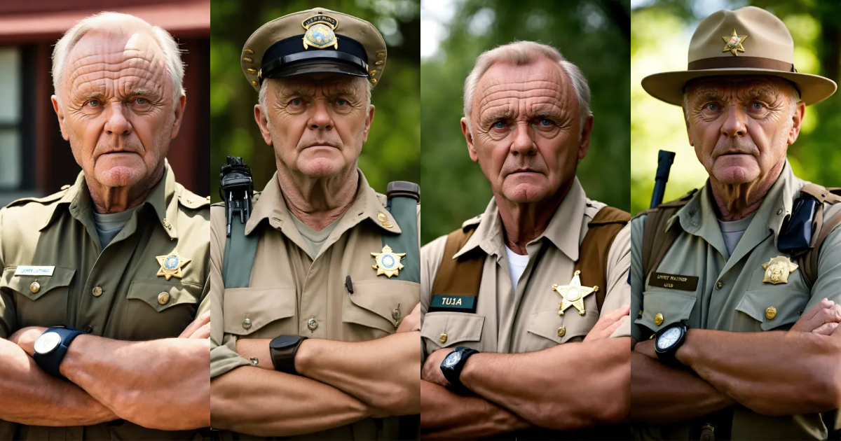 Lexica - Scared man, US PARK RANGER, FRONT VIEW, casual clothes, arms ...