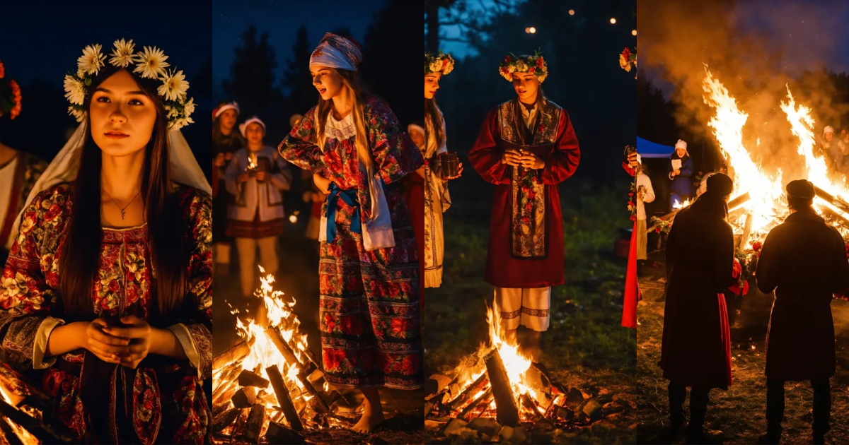 Lexica - At night many Slavic young people celebrate the festivel day ...