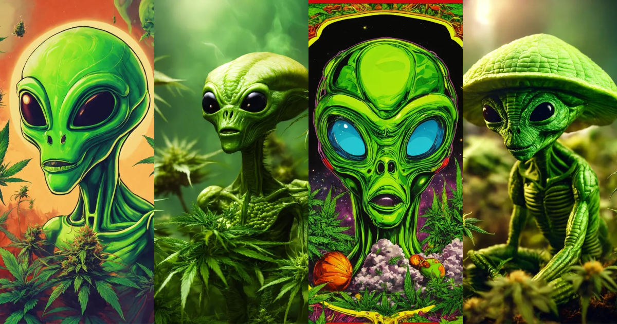 Lexica - Alien raucht cannabis.