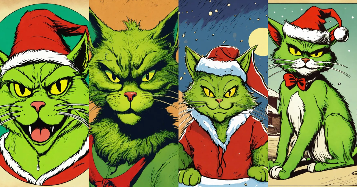 Lexica - Grinch cat vintage comics style