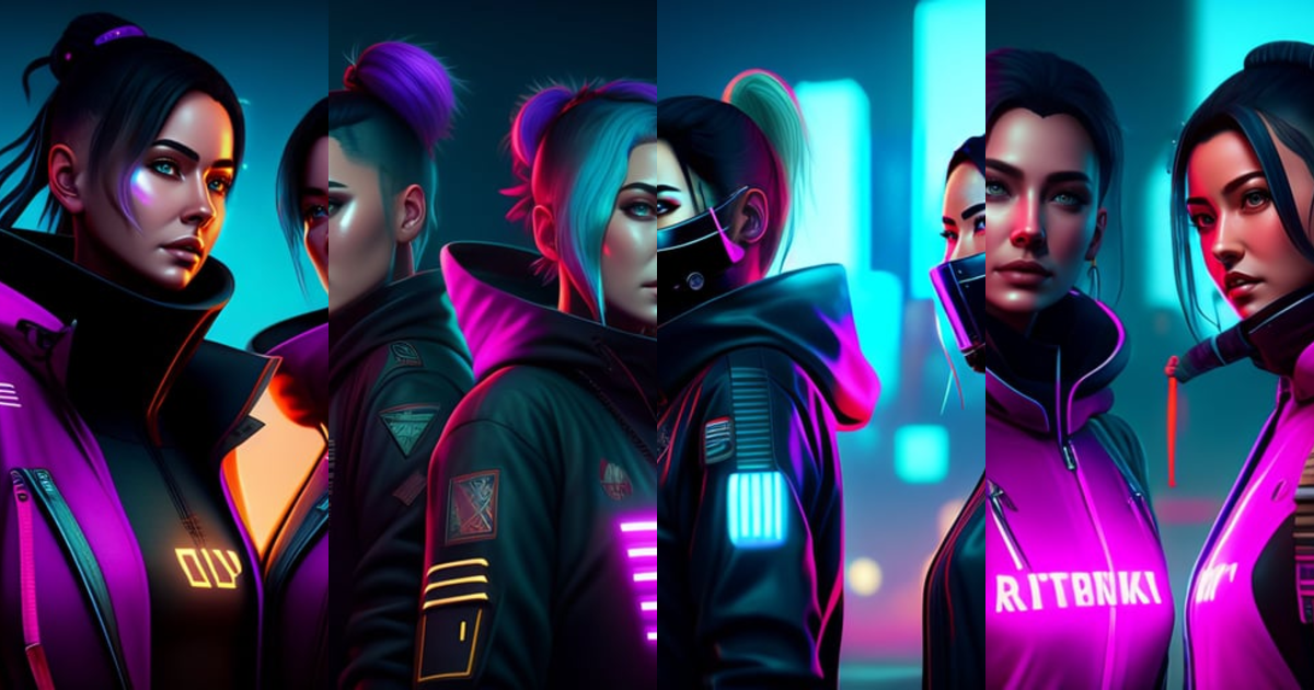 Lexica - TWO LESBIAN GIRLS wearing cyberpunk clothing WITH GIRLFRIEND ...