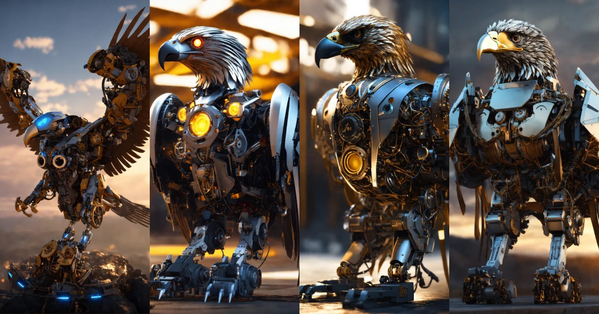 Lexica - Robotic eagle, 8k unreal engine render, wires and gears, surreal