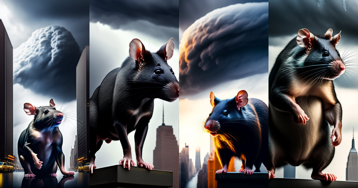 Lexica - A massive muscular humanoid rat as tall as a building, in New ...