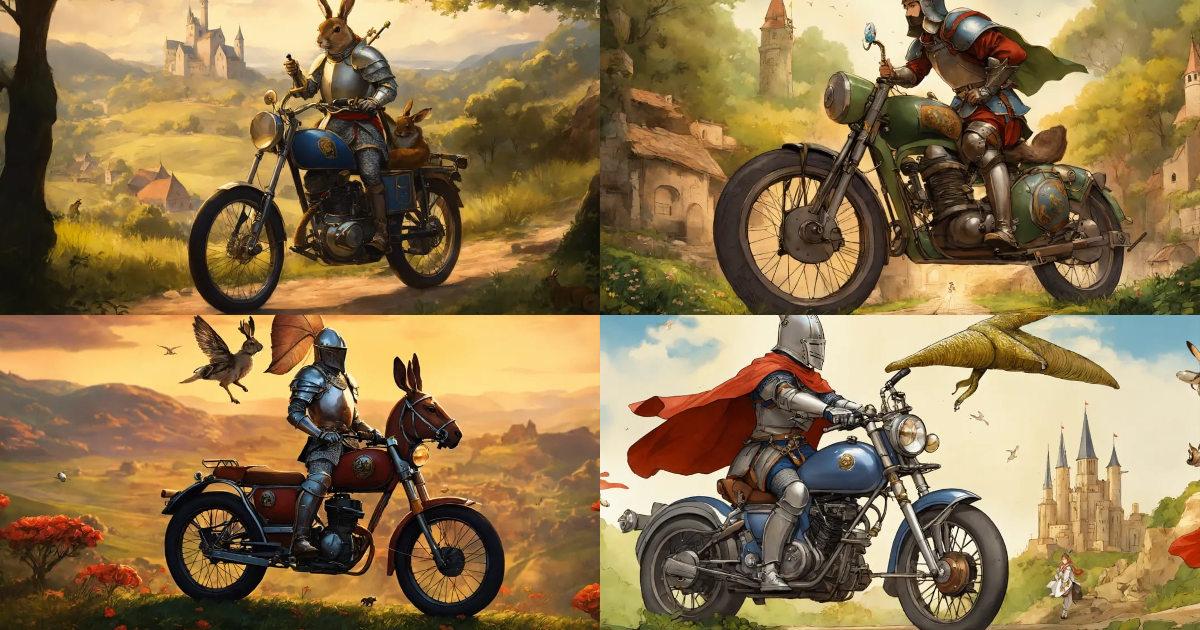 Lexica - Medieval poster of a knight riding a bike and holding a sword ...