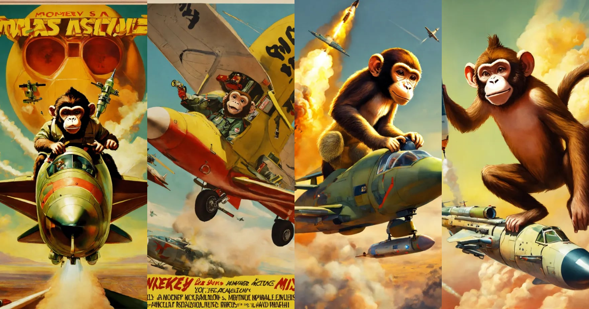 Lexica - A monkey rides a missile