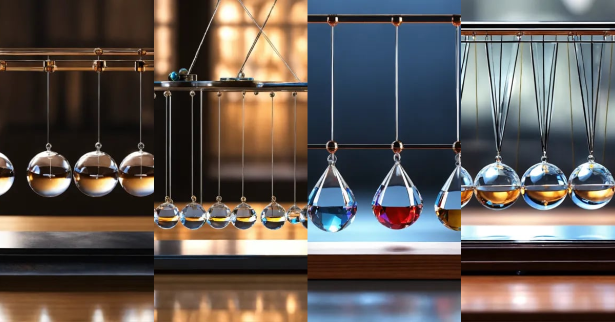Lexica - Newton cradle, five crystal clear transparent pendulums, one ...