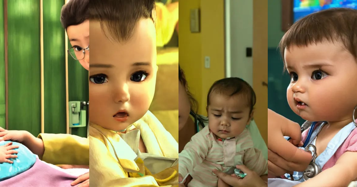 Lexica - Doctor chek a ill baby in home