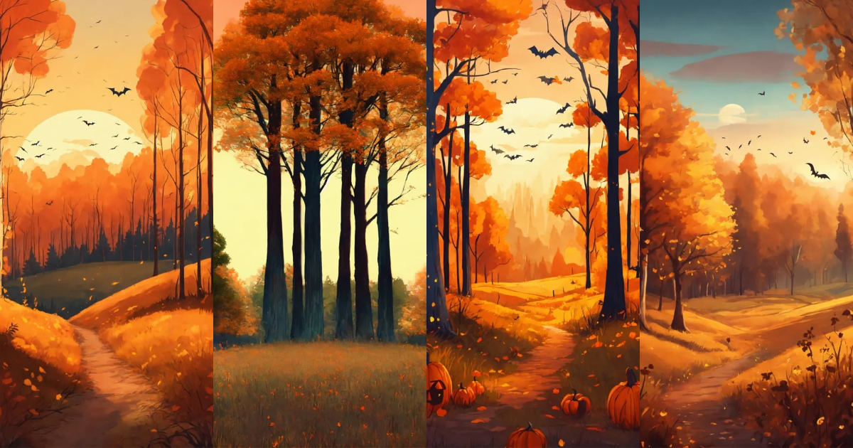 Lexica - Beautiful spooky autumn forest, golden hour, meadow in the ...