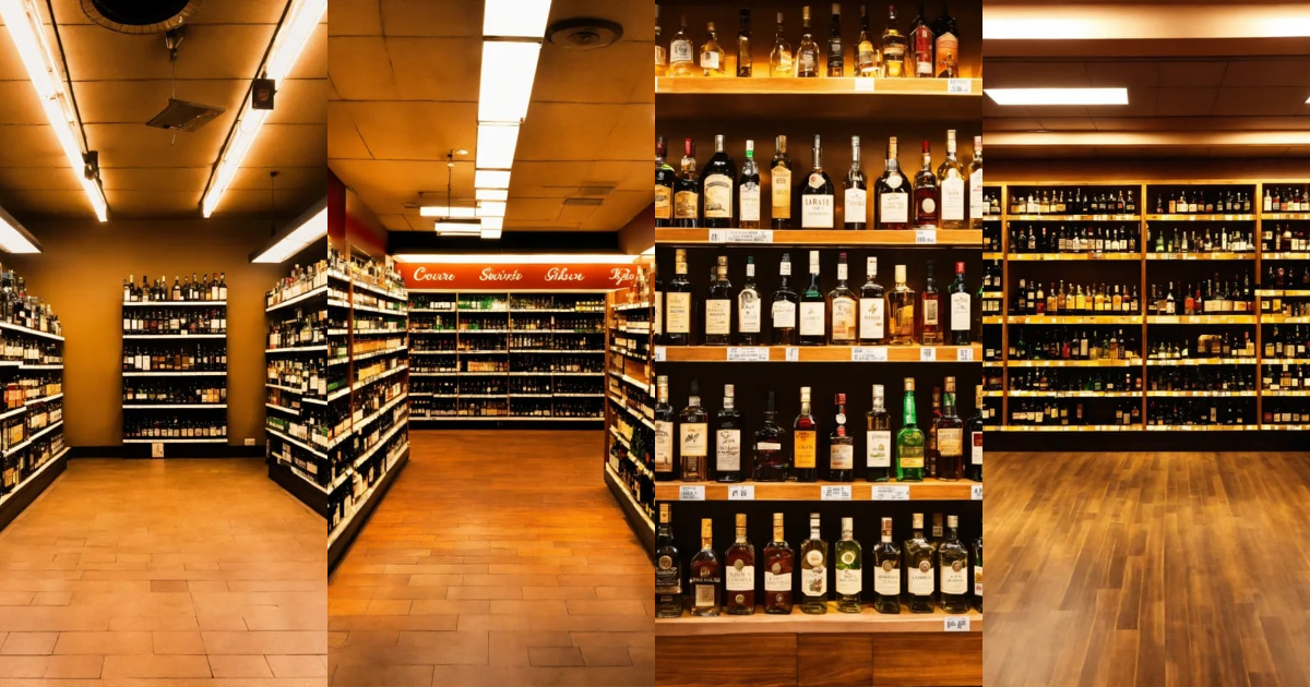 Lexica - A photo of a liquor store. The store is well-stocked with a ...