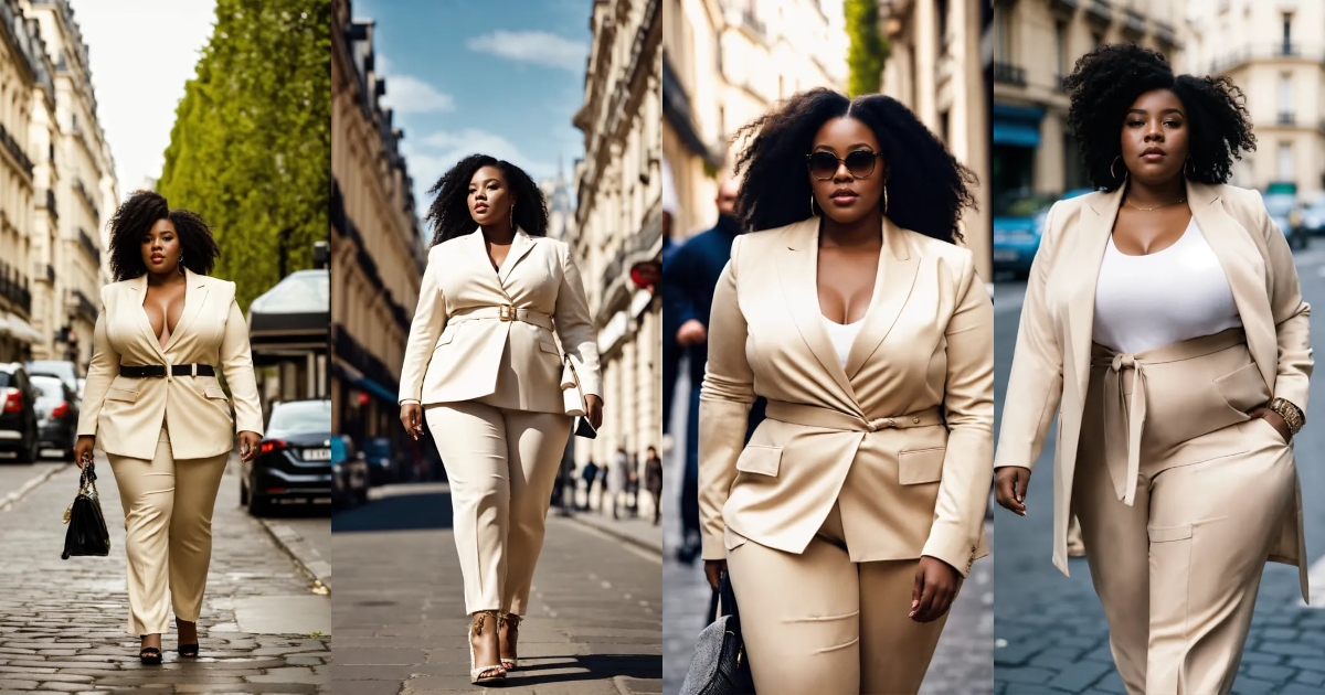 Lexica - Fashion Portrait of plus size black women, walking down the ...