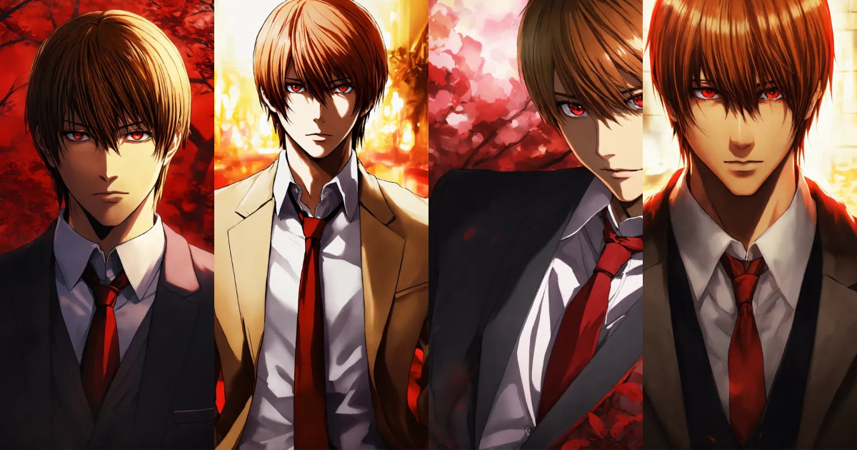 Lexica - Light Yagami regard mysterieu avec les yeux rouge