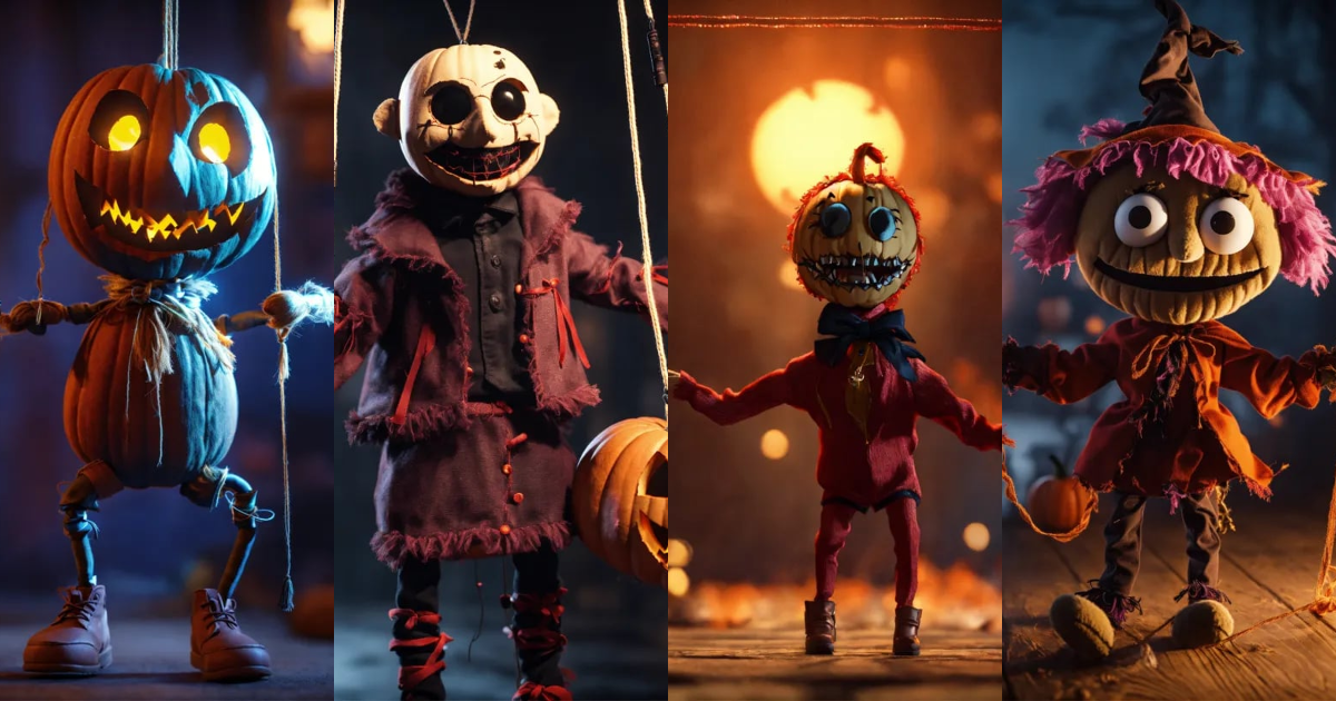 Lexica - Scary puppet on a string, halloween, unreal engine render, 8k